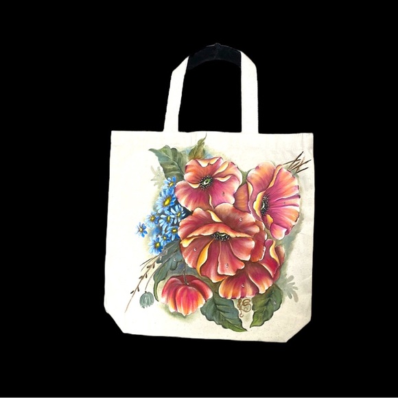 Bazaar Pizzazz | Bags | Hand Painted Front And Back Canvas Eco Bag ...